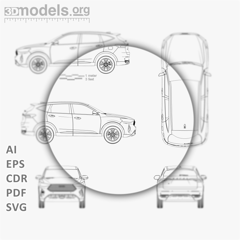 Haval F7 2021 Vector Blueprint - 3DModels.org