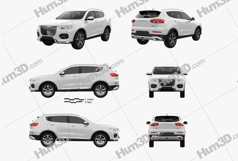 Haval H6 2020 Blueprint Template - 3DModels.org