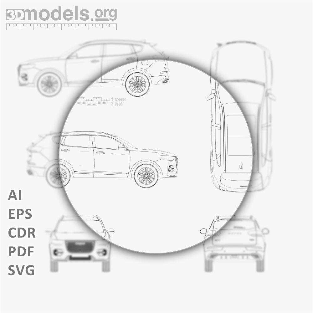Haval H6 2021 Vector Blueprint - 3DModels.org