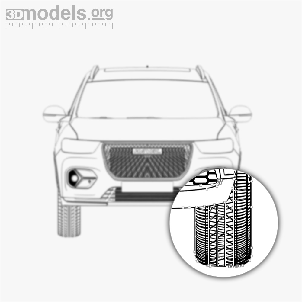 Haval H6 2021 Vector Blueprint - 3DModels.org