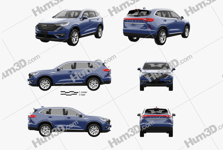 Haval H6 Hybrid 2021 Blueprint Template - 3DModels.org