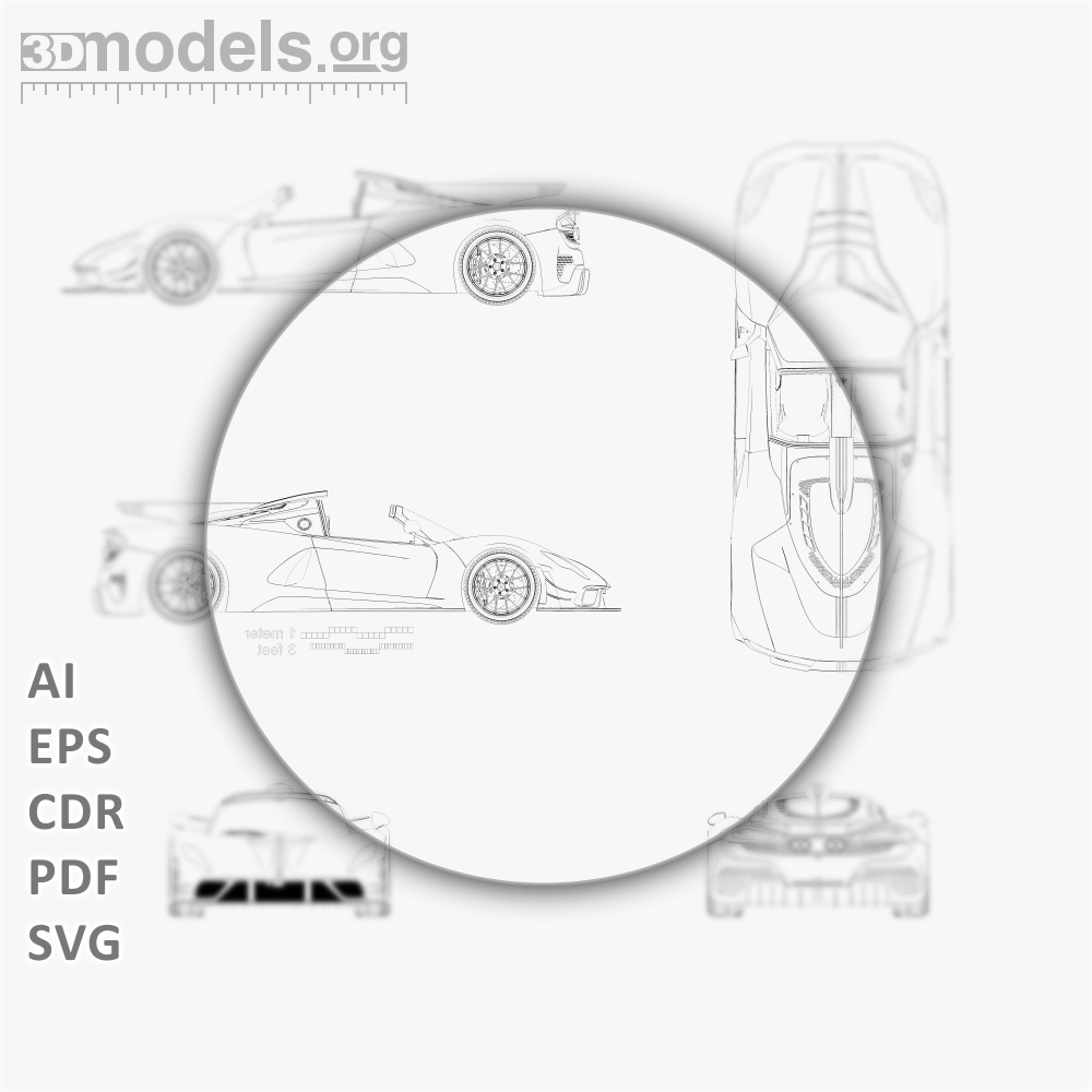 Hennessey Venom F5 M Roadster 2025 Vector Blueprint - 3DModels.org