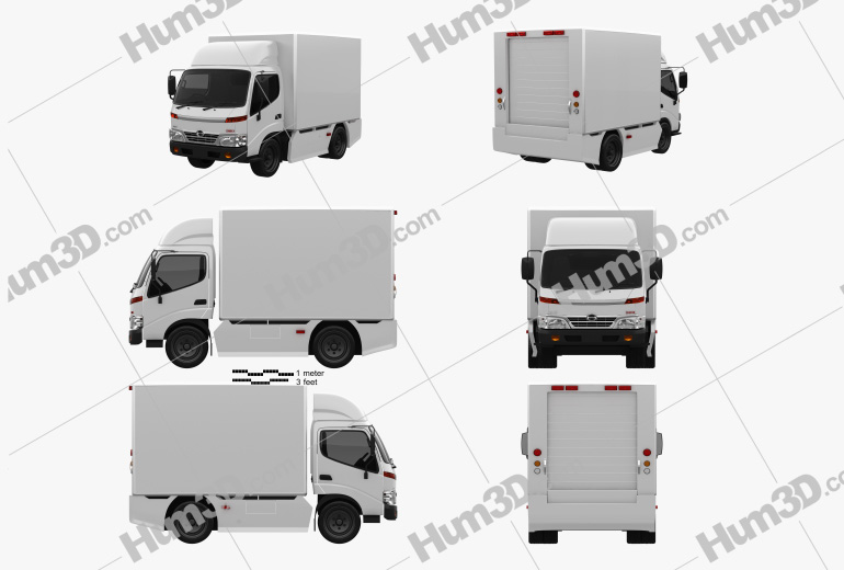 Hino 300 Standard Cab Box 2013 Blueprint Template - 3DModels.org