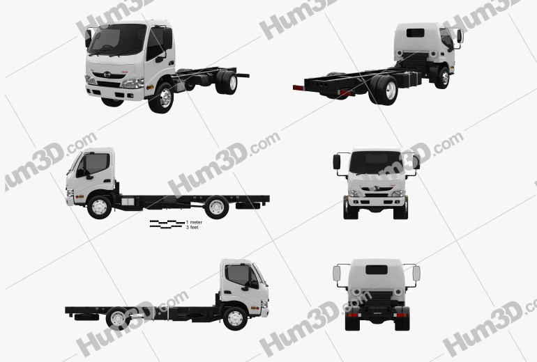 Hino 300-616 Chassis Truck 2014 Blueprint Template - 3DModels.org