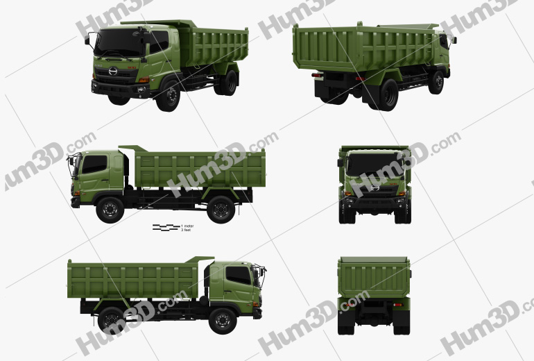 Hino 500 FG Tipper Truck 2020 Blueprint Template - 3DModels.org