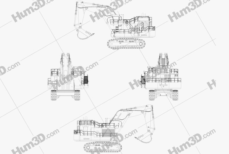 Hitachi EX3600 2018 테크니컬 드로잉 - 3DModels.org