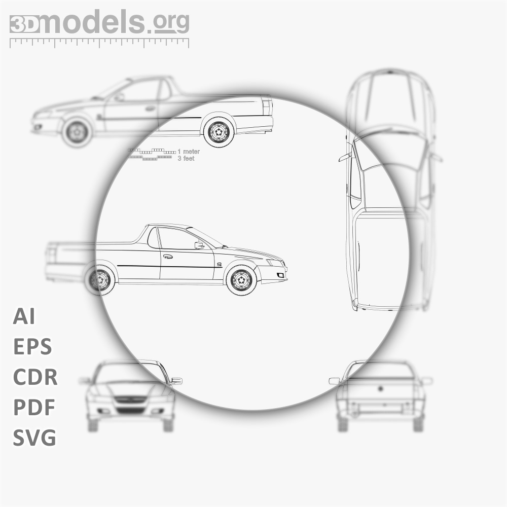 Holden VZ Ute 2007 Vector Blueprint - 3DModels.org
