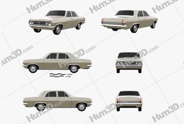 Holden HR Premier 1966 Blueprint Template - 3DModels.org
