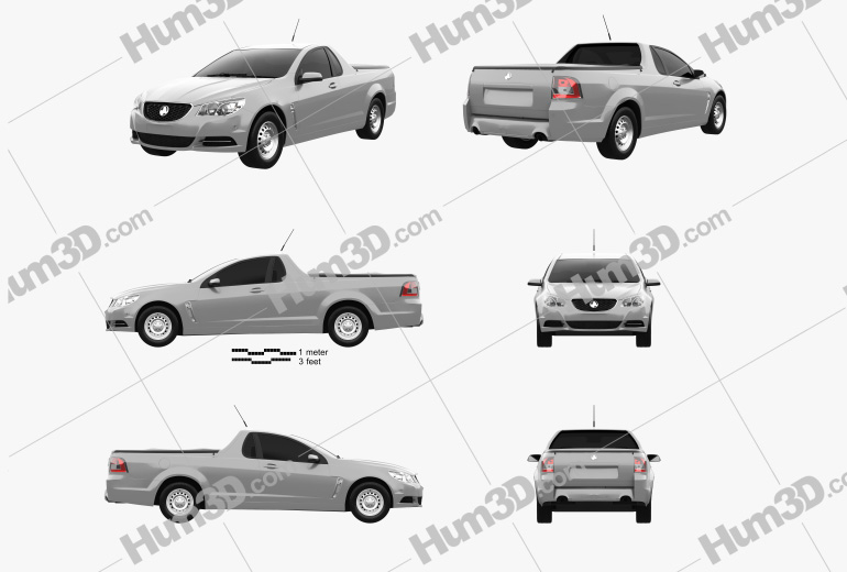 Holden Commodore Evoke ute 2016 Blueprint Template - 3DModels.org