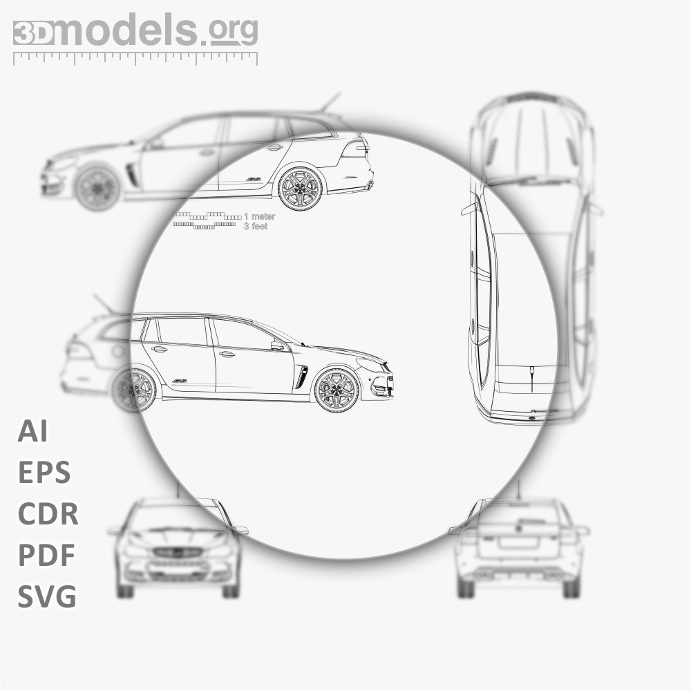 Holden Commodore SS-V Redline Sportwagon 2018 Vector Blueprint ...