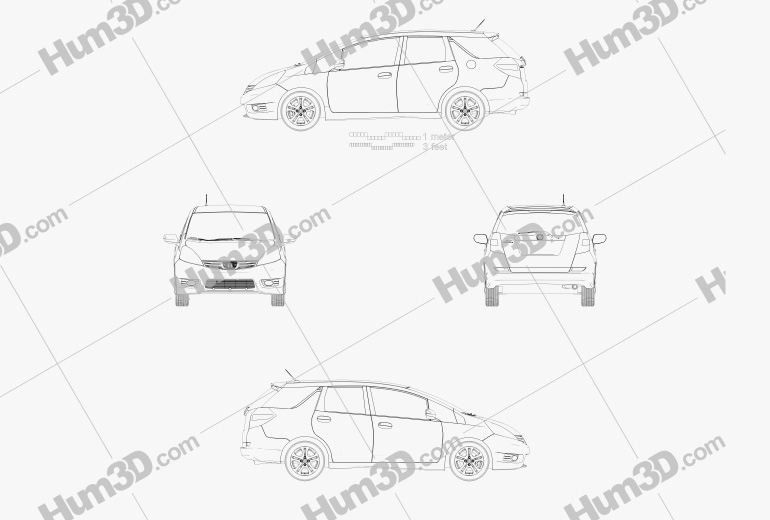 Honda Fit (Jazz) Shuttle 2012 Plano - 3DModels.org