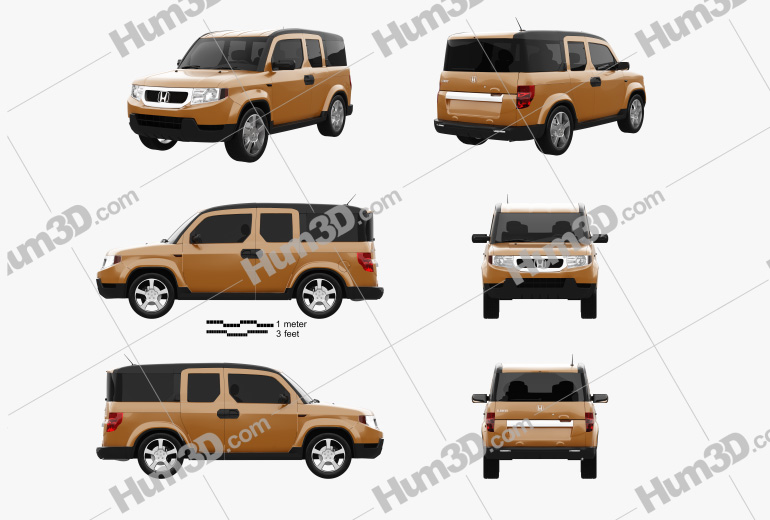 Honda Element EX 2010 Blueprint Template - 3DModels.org