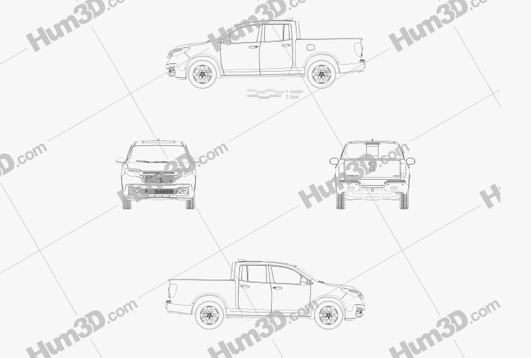 Honda Ridgeline 2020 Blueprint - 3DModels.org