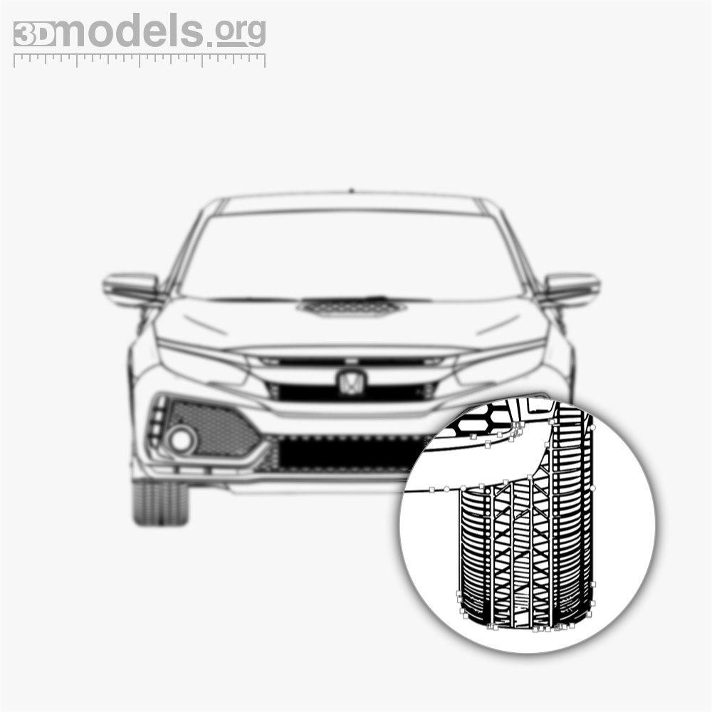 Honda Civic Type R Prototype 5-door hatchback 2019 Vector Blueprint ...