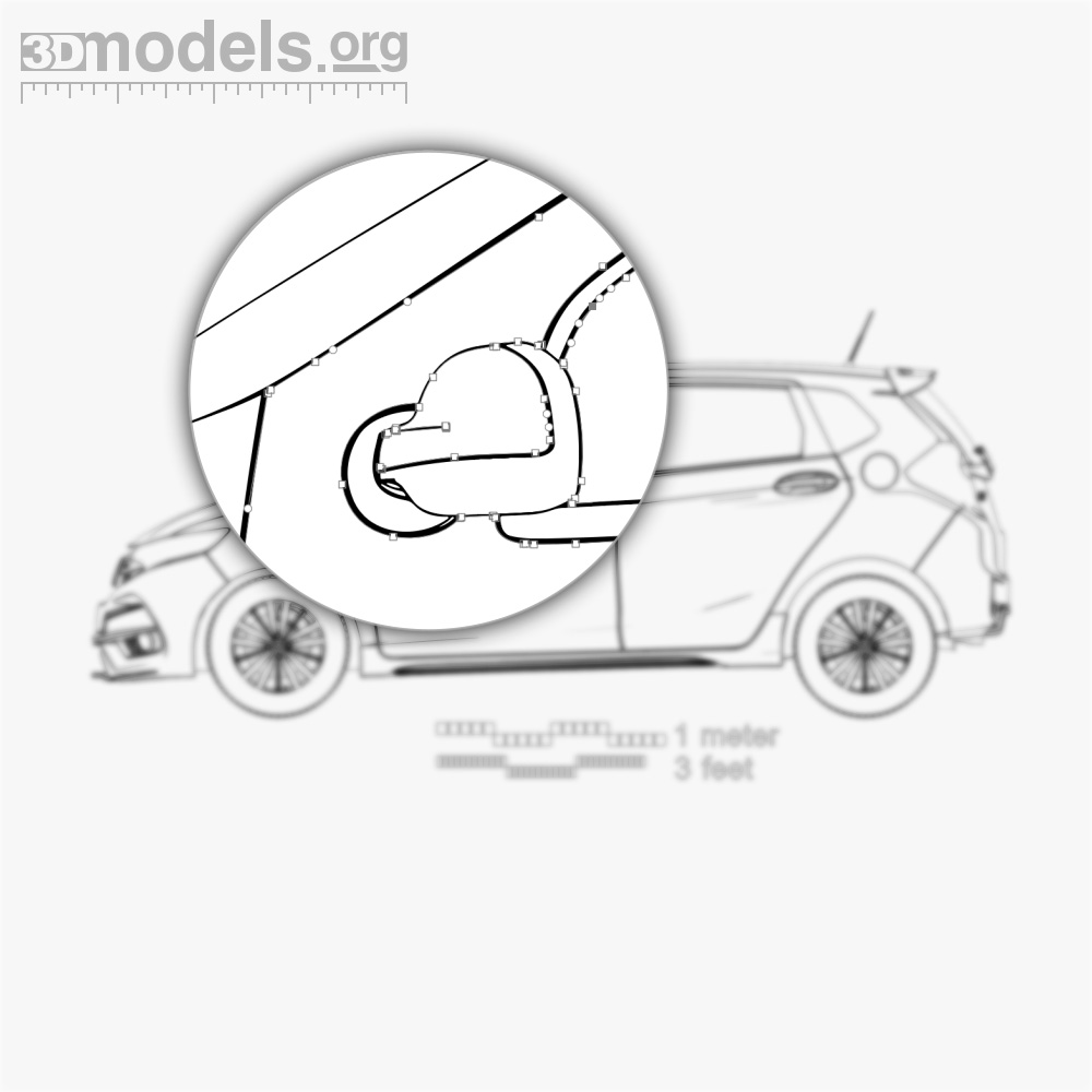 Honda Fit RS JP-spec 2018 Vector Blueprint - 3DModels.org