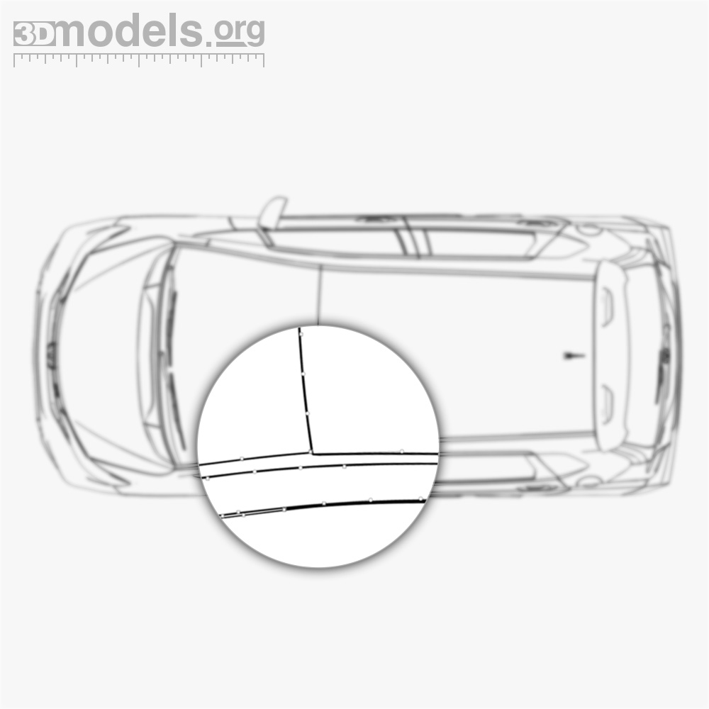 Honda Fit RS JP-spec 2018 Vector Blueprint - 3DModels.org