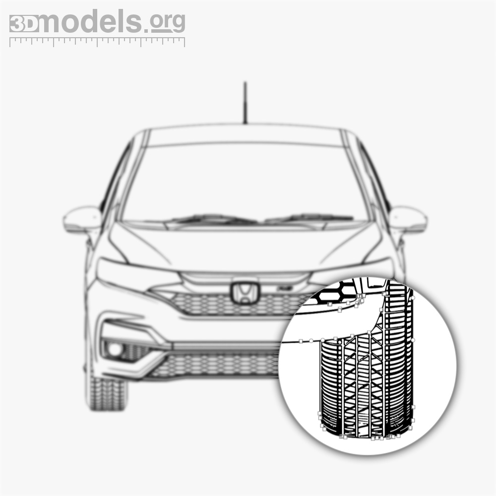 Honda Fit RS Especificación Japonesa 2018 Plano Vectorial - 3DModels.org