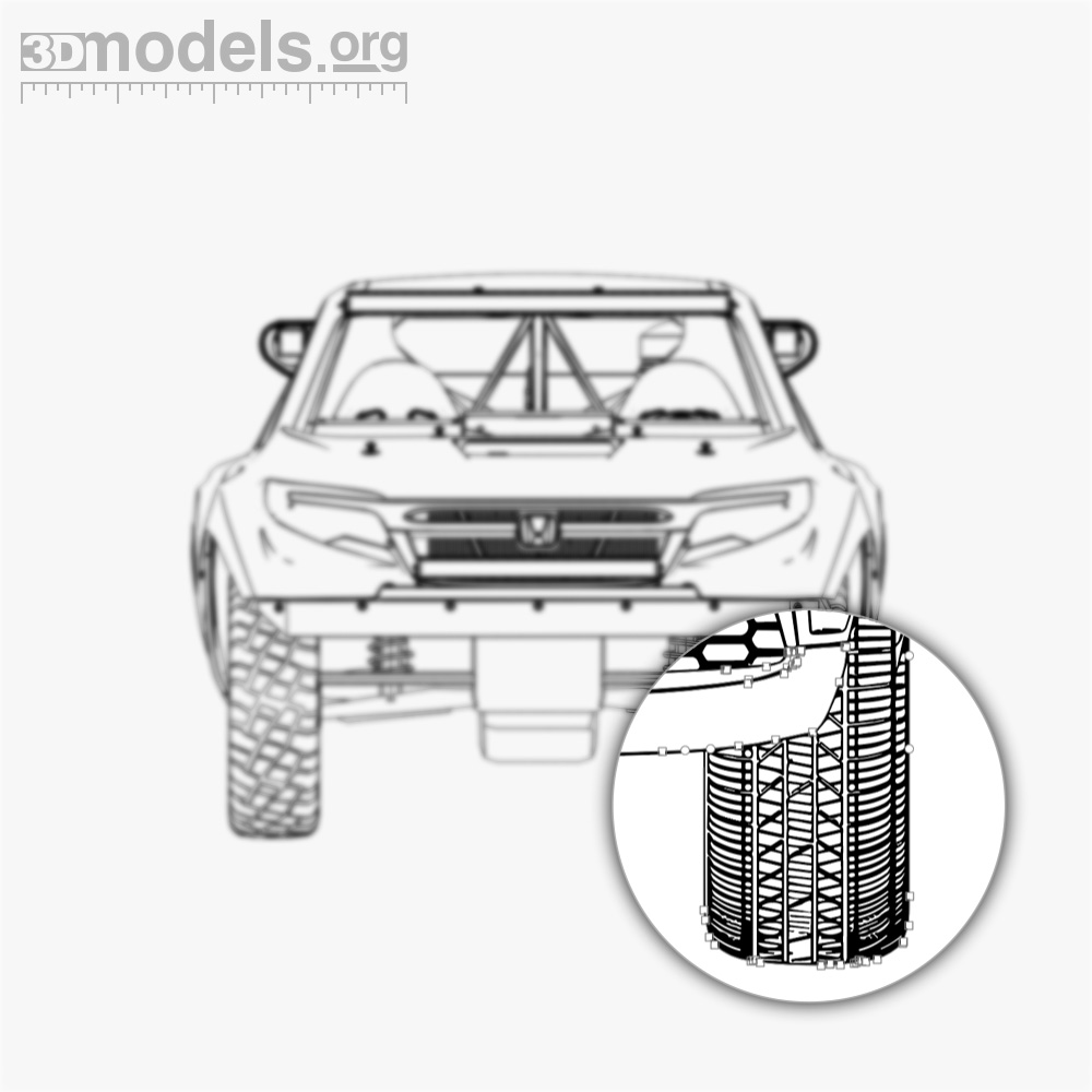 Honda Ridgeline Baja Race Truck 2020 Vector Blueprint - 3DModels.org