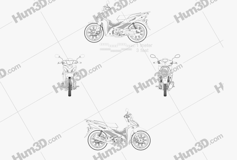 Honda Wave 110S 2017 Blueprint - 3DModels.org