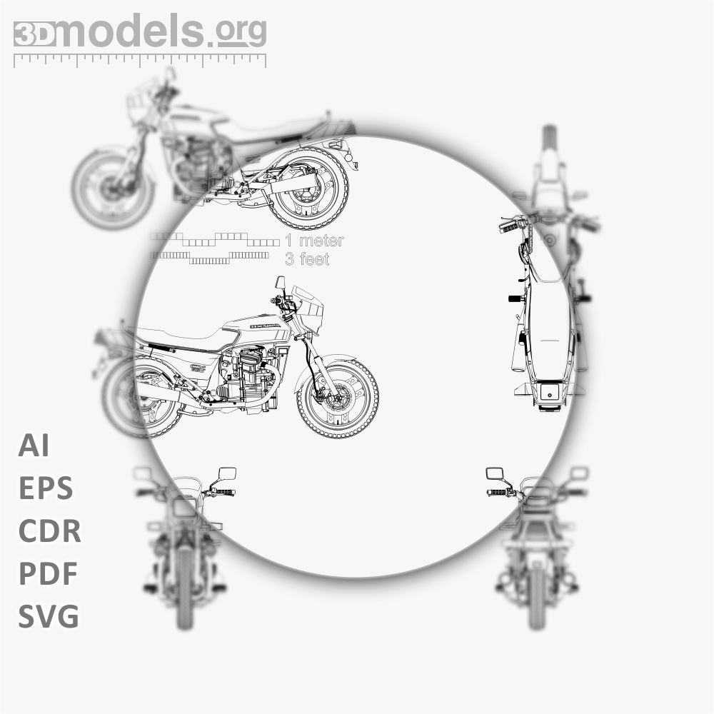 ホンダ CX650E 1983 ベクター設計図 - 3DModels.org
