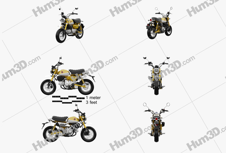 Honda Monkey 125 2019 Blueprint Template - 3DModels.org