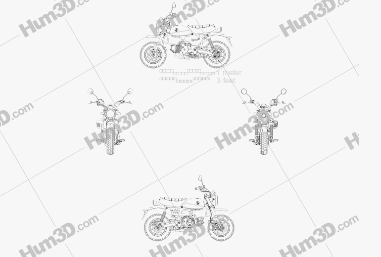 Honda Monkey 125 2019 Blueprint - 3DModels.org