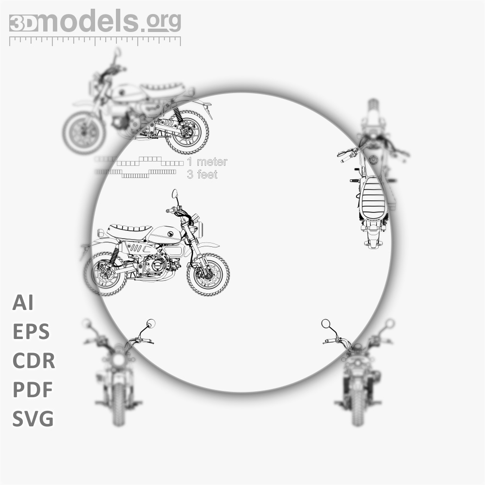 Honda Monkey 125 2019 Vector Blueprint - 3DModels.org