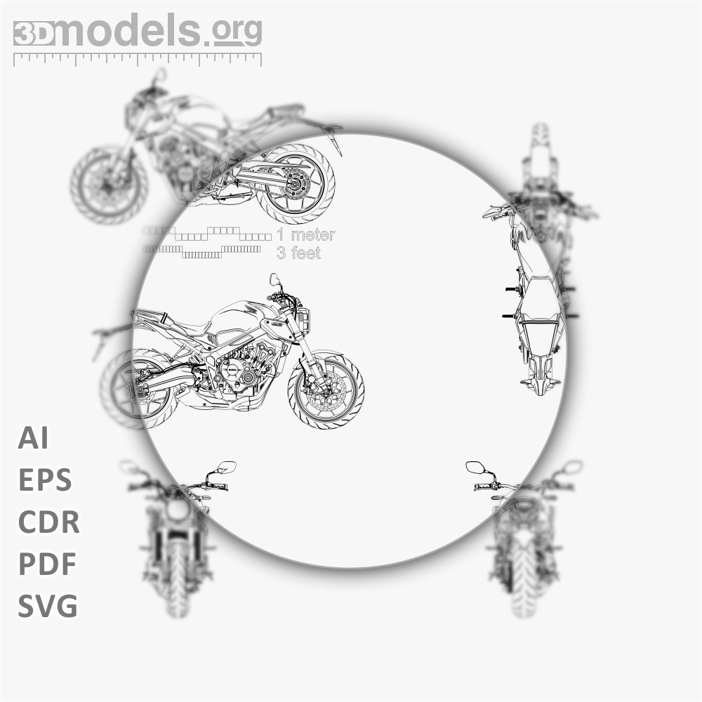 Honda CB650R 2019 Vector Blueprint - 3DModels.org