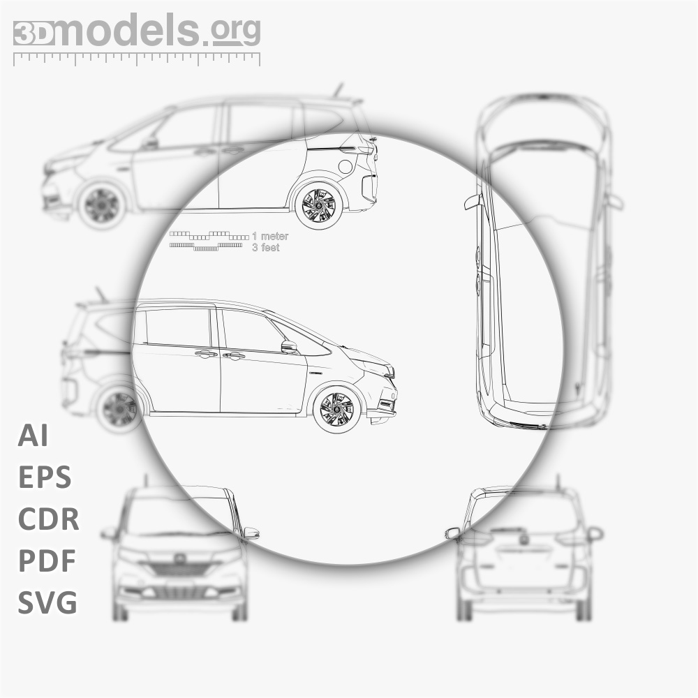 Honda Freed Hybride 2022 Plan Vectoriel - 3DModels.org