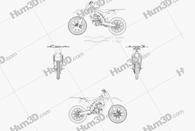 Honda CRF250R 2018 Blueprint - 3DModels.org