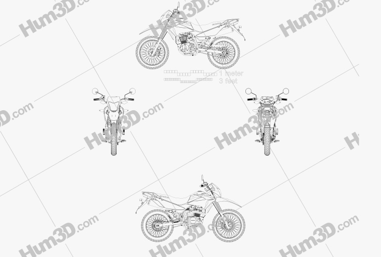 Honda XR150 L 2020 Blueprint - 3DModels.org