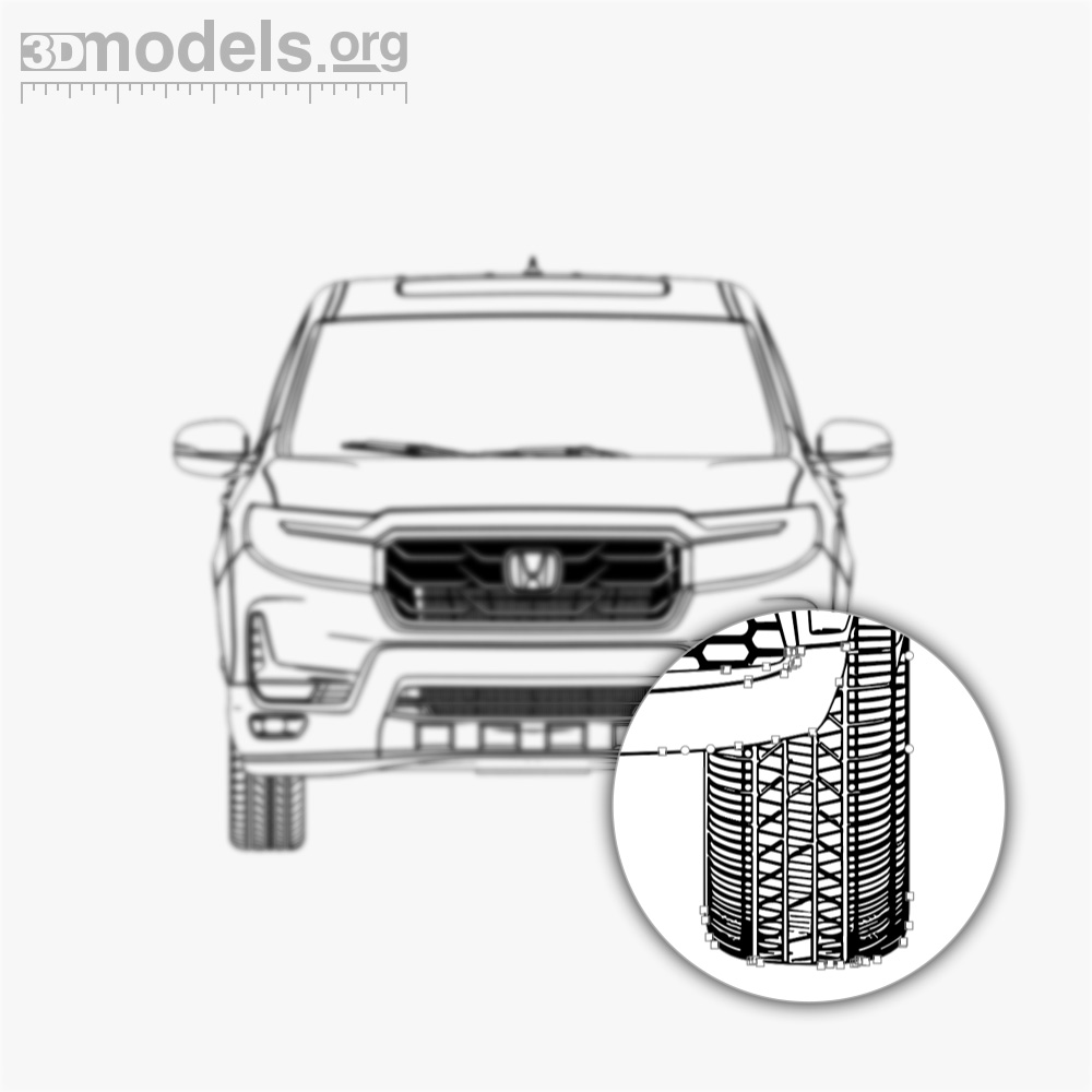 Honda Ridgeline 2024 Vector Blueprint - 3DModels.org