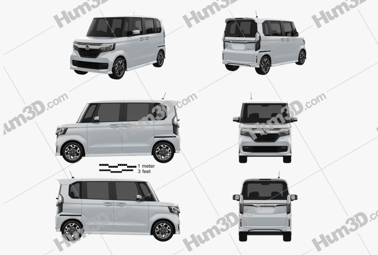 Honda N-Box Custom 2022 Blueprint Template - 3DModels.org
