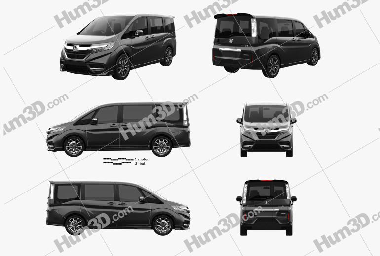 Honda StepWGN ModuloX 2022 Blueprint Template - 3DModels.org