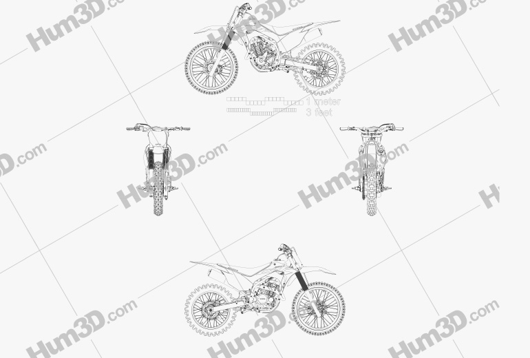 Honda CRF250F 2021 Blueprint - 3DModels.org