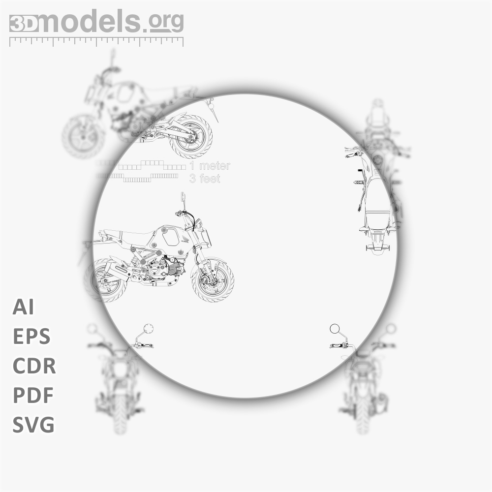 Honda Grom 2021 Vector Blueprint - 3DModels.org