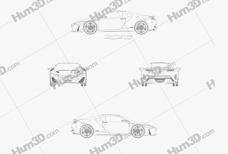 Honda NSX Type S 2022 Blueprint - 3DModels.org