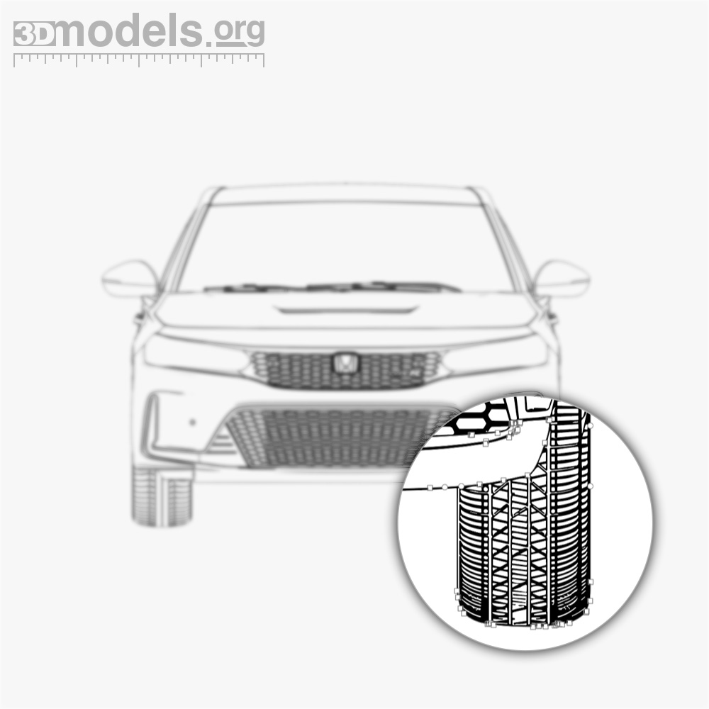 Honda Civic hatchback Type R 2025 Vector Blueprint - 3DModels.org
