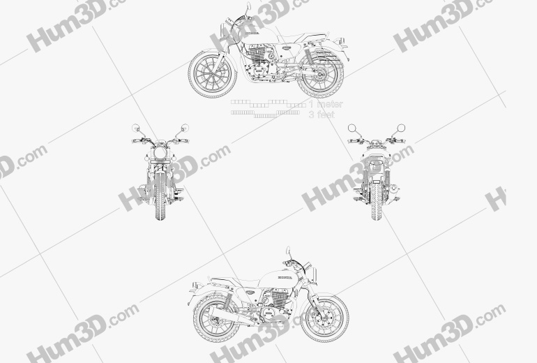 Honda CB350 2023 Blueprint - 3DModels.org