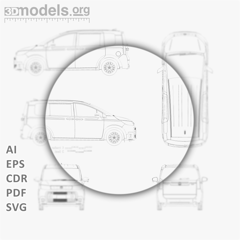 Honda Freed e HEV Crosstar 2025 Vector Blueprint - 3DModels.org
