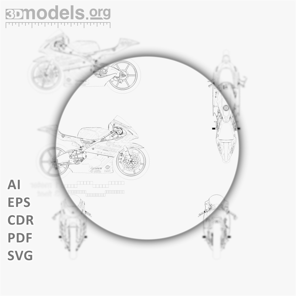 Honda NSF 250R 2025 Vector Blueprint - 3DModels.org