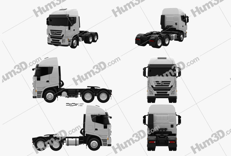 Hongyan Genlyon 380 Tractor Truck 2017 Blueprint Template - 3DModels.org