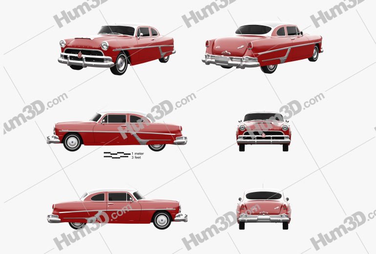 Hudson Hornet 2-door 1954 Blueprint Template - 3DModels.org