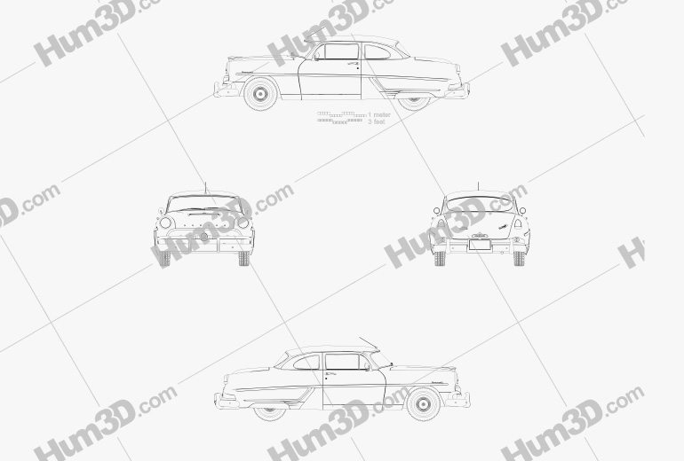 Hudson Hornet 2-door 1954 Blueprint - 3DModels.org
