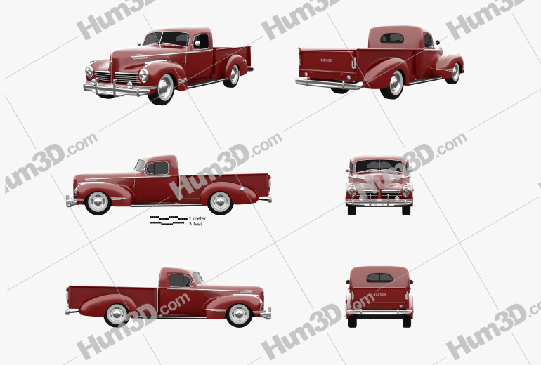 Hudson Super Six pickup 1942 Blueprint Template - 3DModels.org