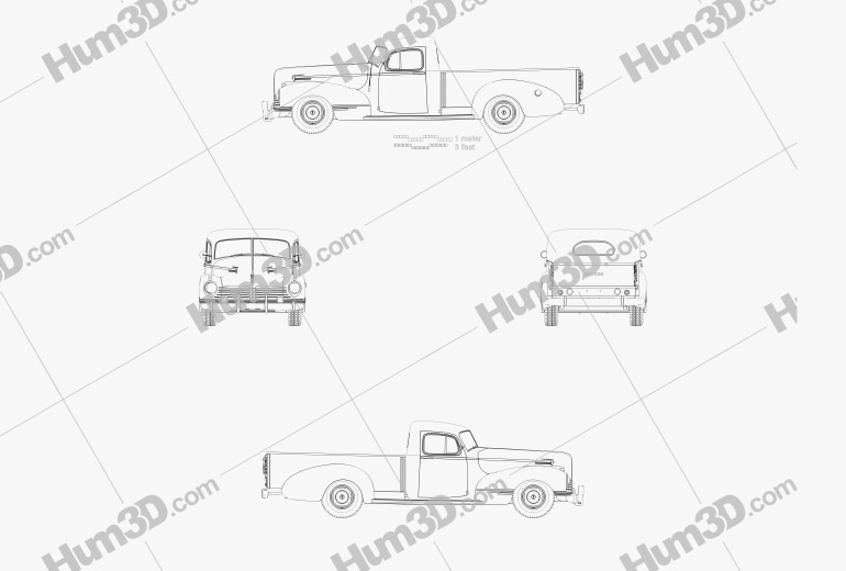 Hudson Super Six pickup 1942 Blueprint - 3DModels.org