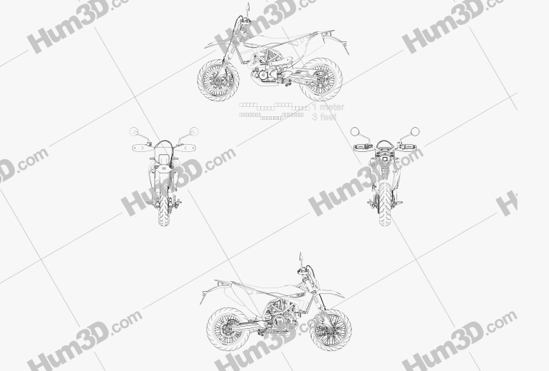 Husqvarna 701 Supermoto 2020 Blueprint - 3DModels.org