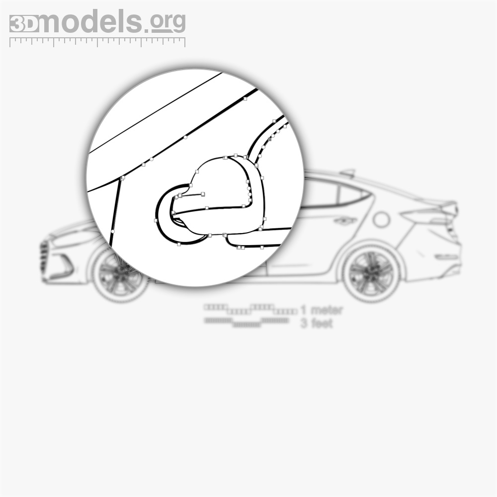 Hyundai Elantra 2020 Vector Blueprint - 3DModels.org