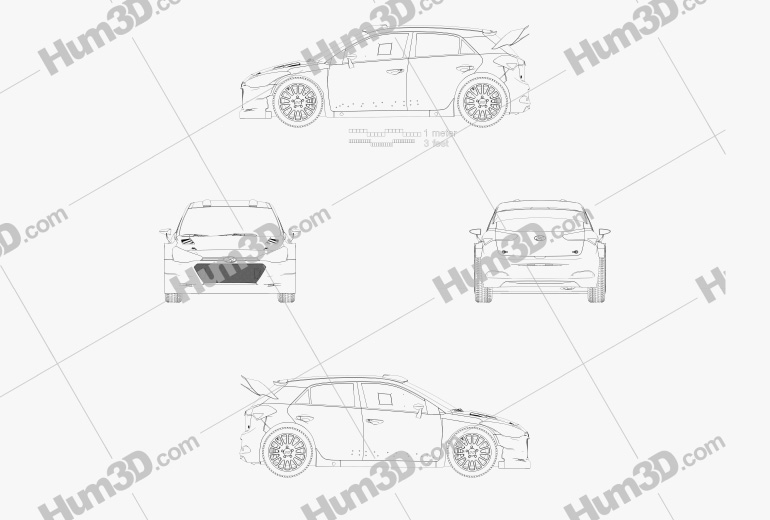 Hyundai i20 WRC 2017 Blueprint - 3DModels.org