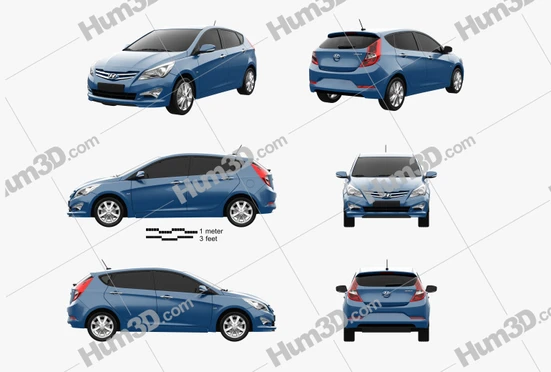 Hyundai Verna blueprints Download in PNG - 3DModels.org